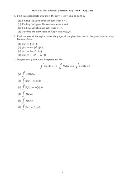 tutorial week 1 2024 riemann sums math1036a tutorial question july