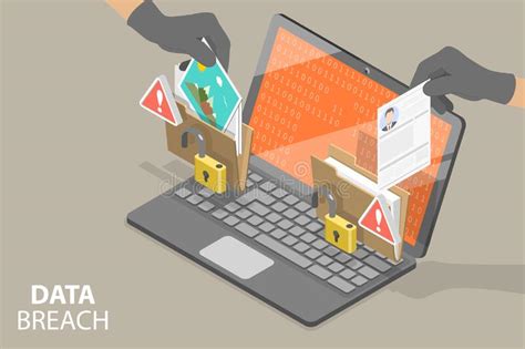 3d Isometric Flat Vector Conceptual Illustration Of Data Breach Stock