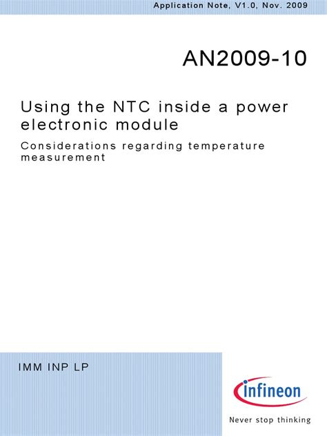 Infineon An2009 10 Using The Ntc Applicationnotes V01 00 En Pdf Power Electronics Resistor