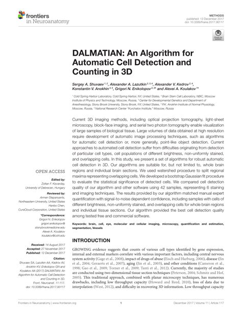 Pdf Dalmatian An Algorithm For Automatic Cell Detection And Counting