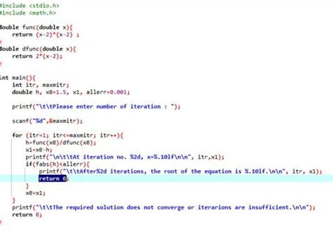 Solved Application Of Newton Raphson Method In C Chegg