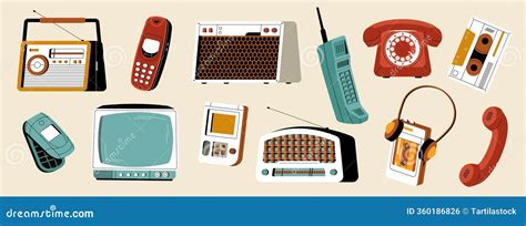 Retro Gadgets Vintage 90s Hipster Technology Stickers Cartoon Phone