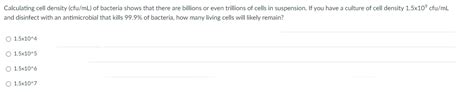 solved calculating cell density cfu ml of bacteria shows