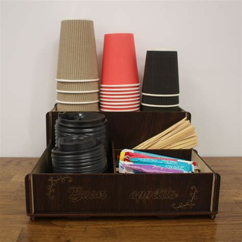 Органайзер підставка для стаканчиків кави серветок трубочок та стіків цукру L 2 лхдф на 4