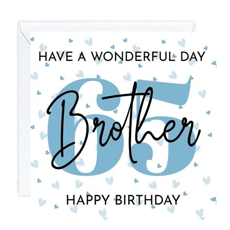 Brother Happy 65th Birthday Card 65 Age Envelope Included