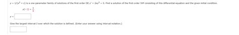 Solved Y 1 X2 C Is A One Parameter Family Of Solutions Chegg Com
