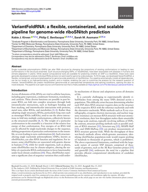 Pdf Variantfoldrna A Flexible Containerized And Scalable Pipeline For Genome Wide