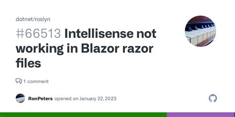 Intellisense Not Working In Blazor Razor Files · Issue 66513 · Dotnetroslyn · Github