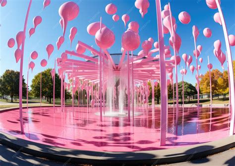Premium Ai Image A Panoramic View Of A Pinkthemed Art Installation In
