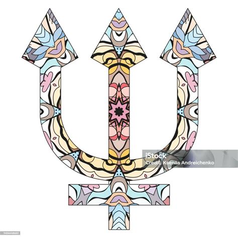 Vector Handdrawn Illustation Of Neptune Sign Horoscope Signs Magic