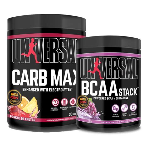 Kit Carb Max 600g Bcaa Stack 250g Universal Shopee Brasil