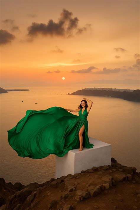 Robe Volante Verte Personnalisée Pour Séance Photo Robe Volante