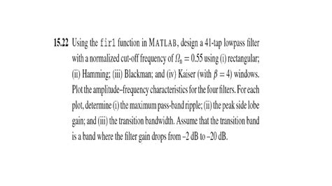 Solved Using The Fir1 Function In Matlab Design A 41 Tap