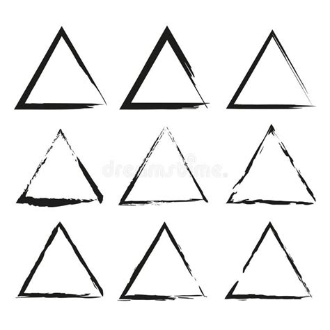 Grunge Triangle Frames Nine Black Outlines Hand Drawn Vector