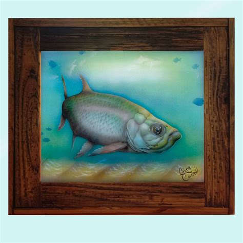 Underwater Tarpon Rustic Wood Frame Coastal Wall Décor