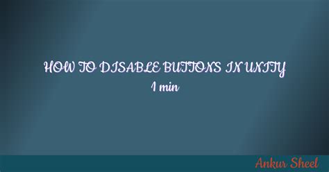 How To Disable Buttons In Unity
