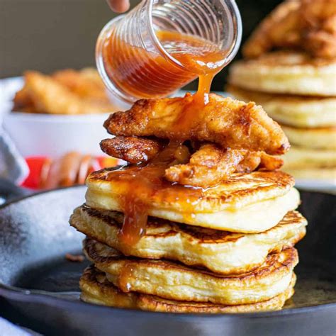 Hot Chicken Pancakes with Sriracha Maple Syrup • Pancake Recipes