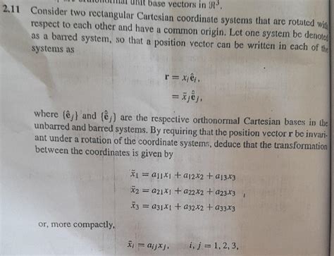solved 1 consider two rectangular cartesian coordinate