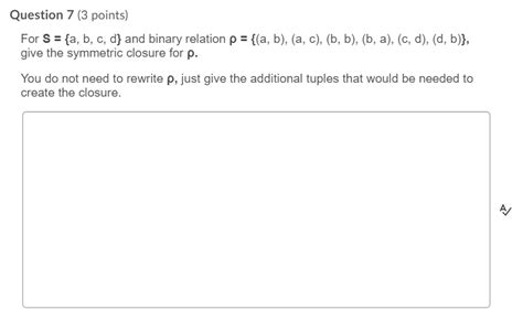 solved question 7 3 points for s {a b c d} and binary