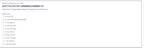 Solved Below Is A Binary IP Of A User 01011110 10111011 Chegg Com