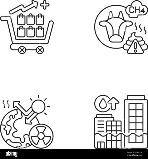Global Warming Linear Icons Set Stock Vector Image Art Alamy