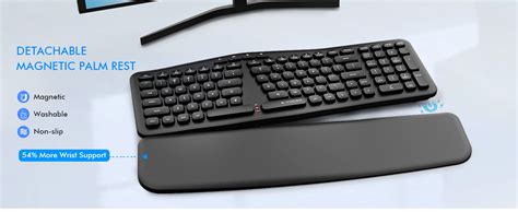 E Yooso Ergonomic Wireless Keyboard Computer Keyboard With Detachable Wrist Rest