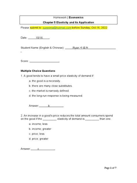 Homework Economics Chapter 5 Elasticity And Its Application Oct 12 2022