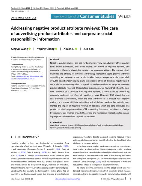 Pdf Addressing Negative Product Attribute Reviews The Case Of Advertising Product Attributes