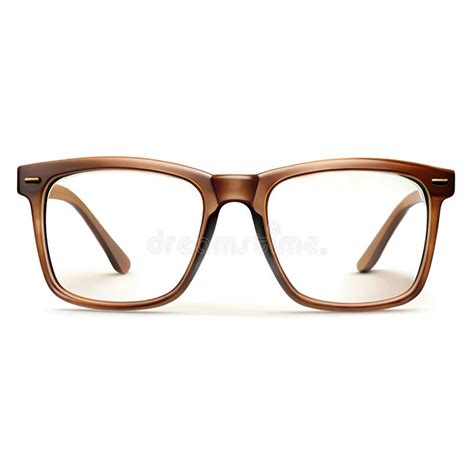 Brown Rectangular Eyeglasses Isolated On White Background Stock