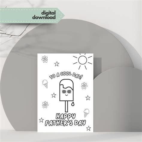 Fun Food Pun Dad Coloring Card Printable Fathers Day T Instant
