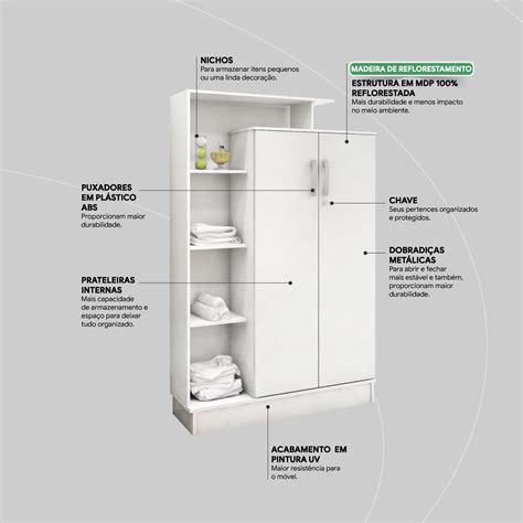 Armário Multiuso 2 Portas Elite Com Chave Branco Demóbile Combo