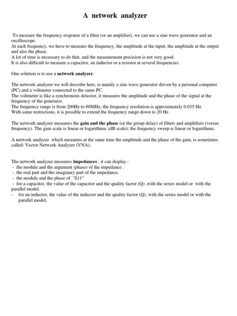 Network Analyzer Design And Function Pdf Detector Radio Electrical Impedance
