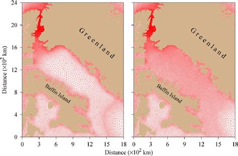 Left Original And Right Refined Unstructured Triangular Grids Download Scientific Diagram