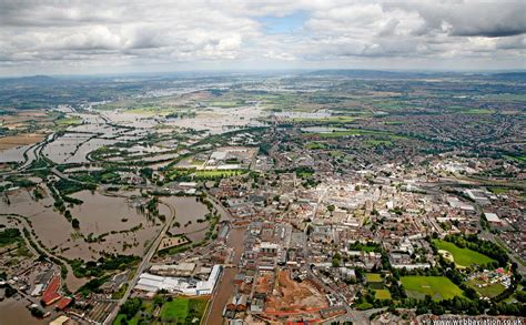 Gloucester During The Great Floods Of 2007 From The Air Aerial