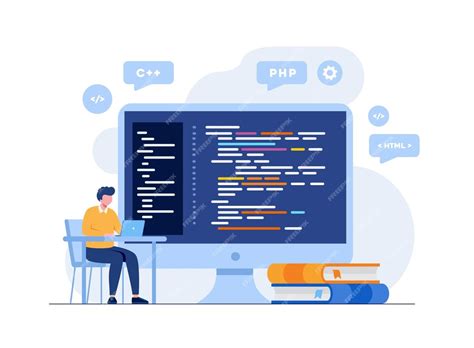premium vector web design man with a laptop ui ux and programmer with