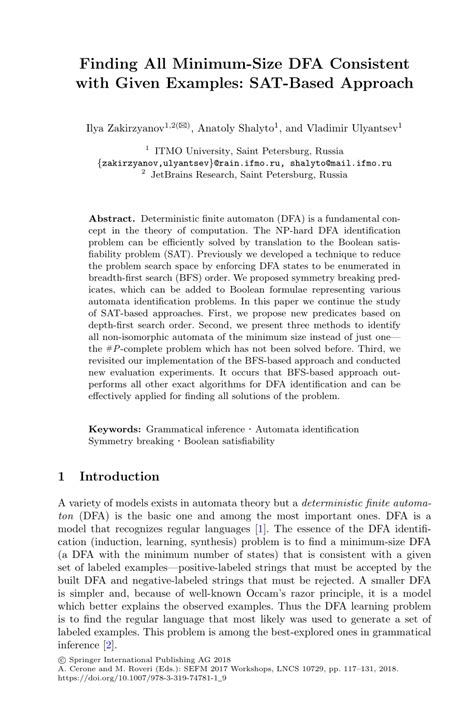 pdf finding all minimum size dfa consistent with given examples sat