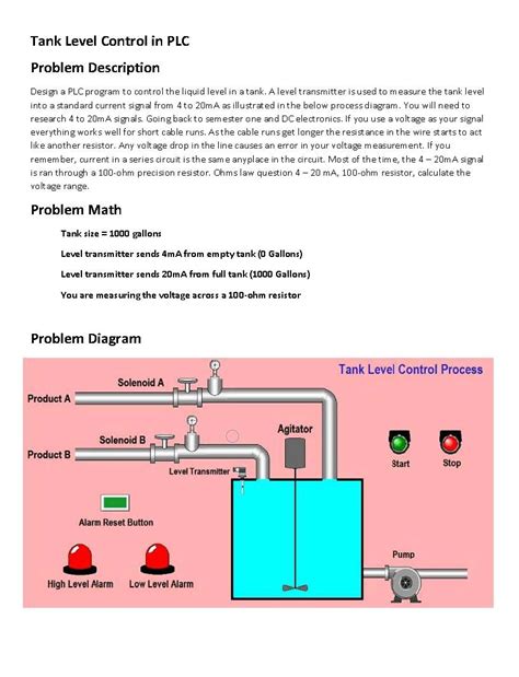 Tank Level Control In PLC Problem Description Design Chegg Com