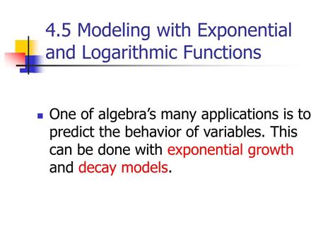 PPT Modeling With Exponential And Logarithmic Functions PowerPoint Presentation ID