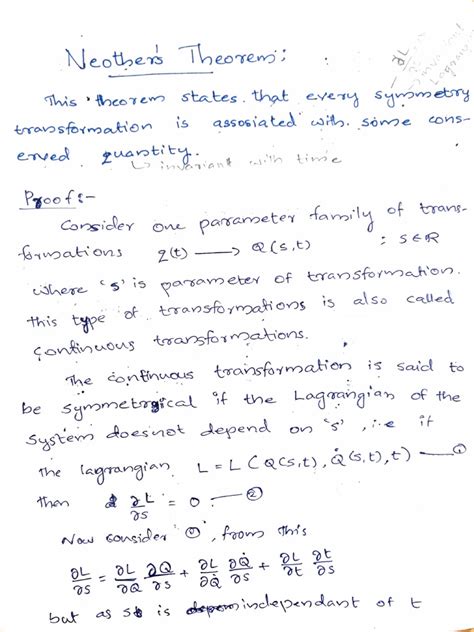 Noethers Theorem Pdf Physics Mathematical Physics