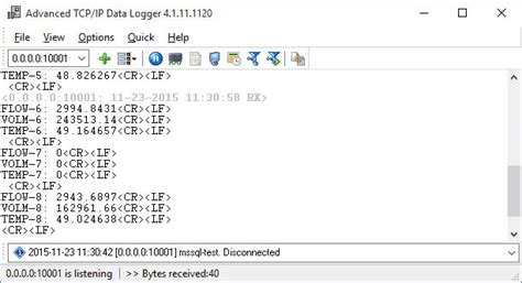 Advanced TCP IP Data Logger Screenshots AGG Software