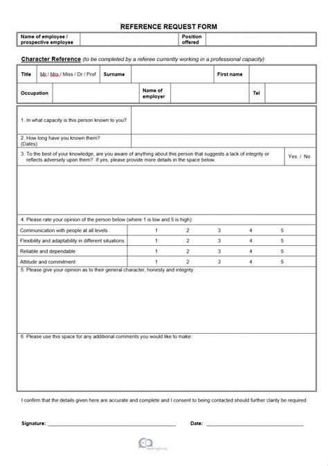 Reference Request Form Template Myhiringbuddy