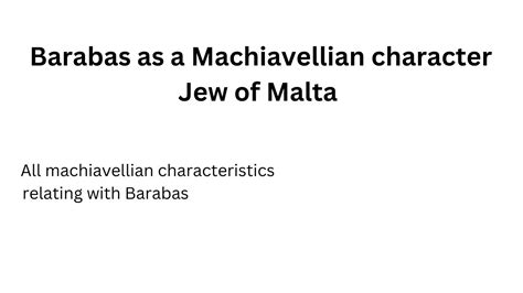 Barabas As A Machiavellian Character Jew Of Malta Youtube