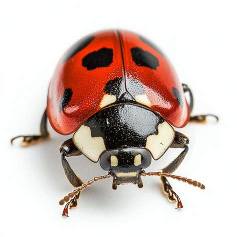 Ladybug Makes Its Way Across A Smooth White Surface Highlighting Its Striking Red Shell Adorned