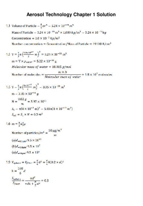 Five Question Solved For Aerosol Technology Chapter One Problems Pdfcoffee Com
