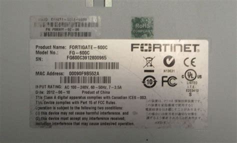 Fortinet Fortigate 600c Fg 600c Rackmount Firewall Security Appliance P08908 02 364825133079