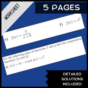 Inverse And Composite Functions Worksheet With Solutions By Mathamaniacs