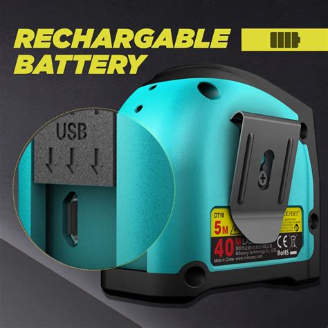 Mileseey Dt10 Laser Tape Measure 40m Portable Digital Rangefinder 5m