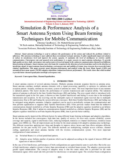 Pdf Simulation And Performance Analysis Of A Smart Antenna System Using