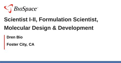 Scientist I Ii Formulation Scientist Molecular Design And Development Job With Dren Bio 2972419