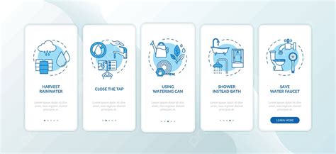 Mobile App Onboarding Screen With Watersaving Concepts Layout Reduction